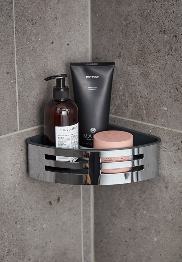 Corner Shower Tidy With Removeable Tray Chrome - Miller Bathroom