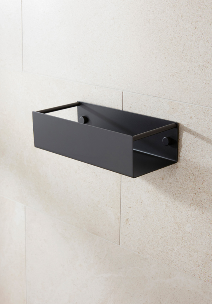 Box Glueable Shower Basket Matt Black - Miller Bathroom